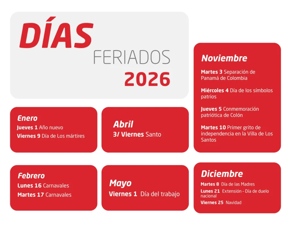 Días Feriados 2026 - Pacific Bank